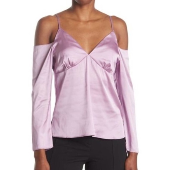 Wayf | Tops | Wayf Satin Cold Shoulder Long Sleeve Blouse Nwt | Poshmark